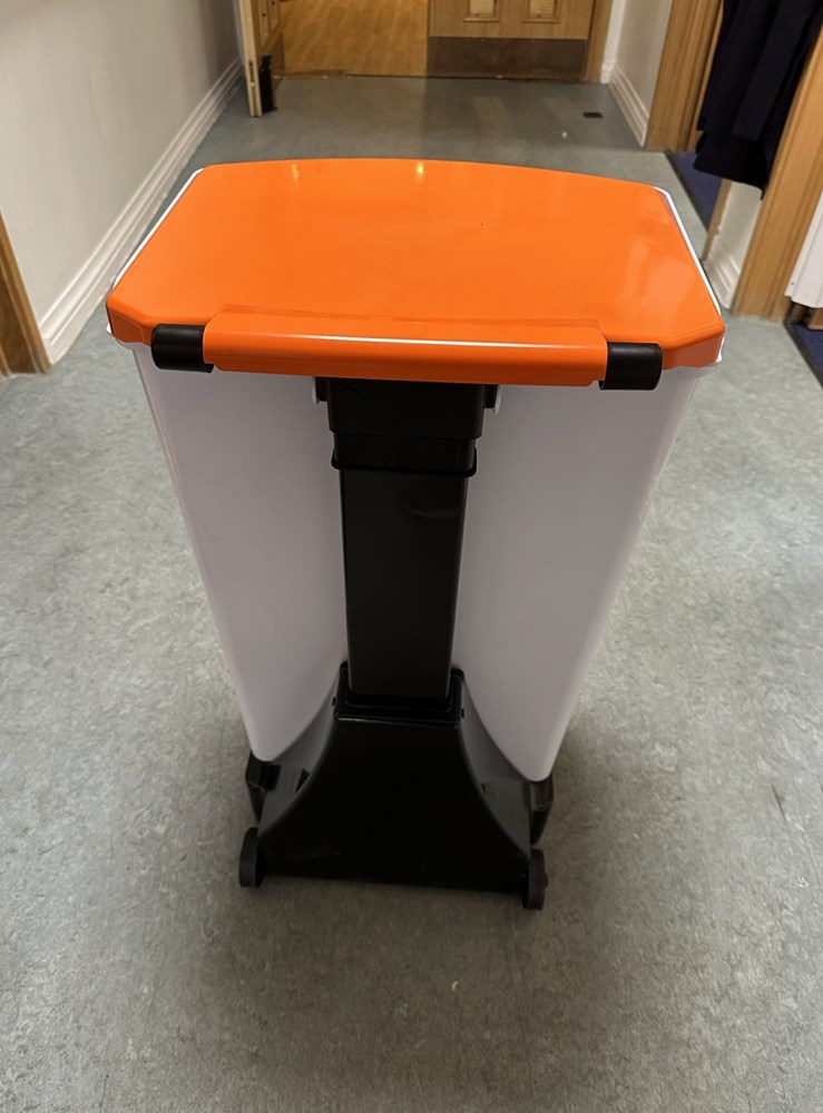 orange lid clinical waste bin - available on Warp It, reuse surplus ...